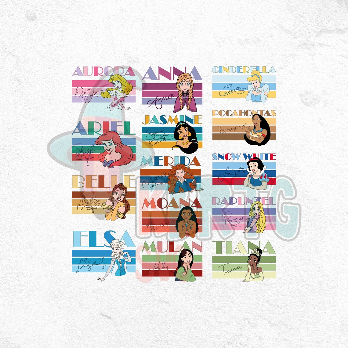 Princess Character Sign PNG Bundle Snow White Signature - Etsy