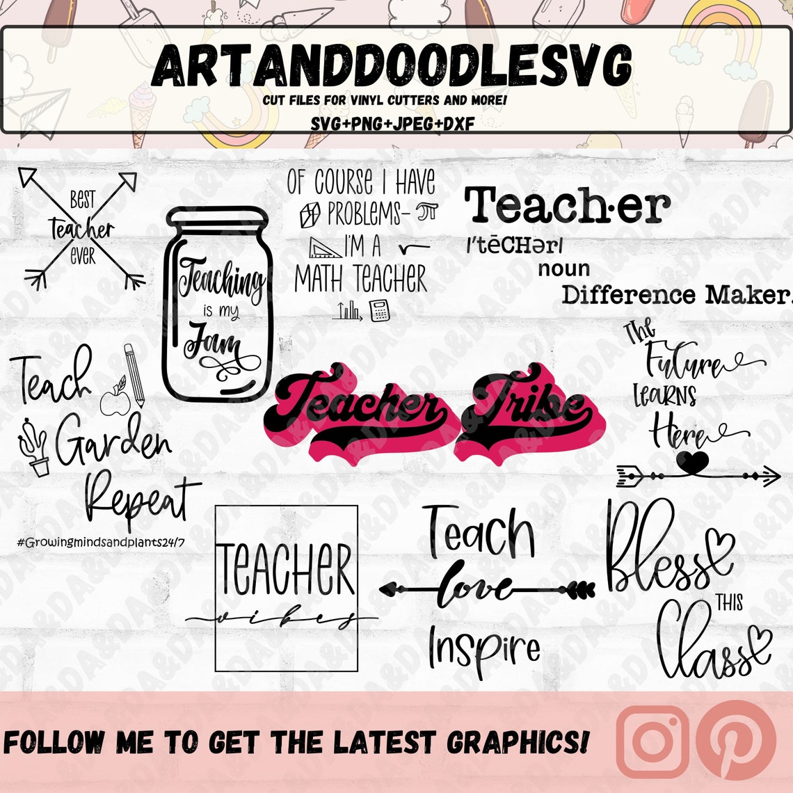 Teacher SVG Bundle Teacher SVG Svg Files for Cricut-Teacher | Etsy
