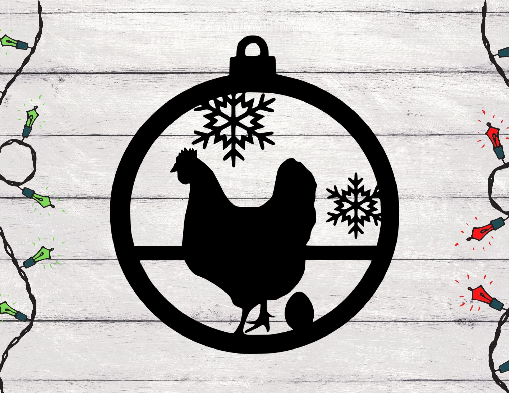 Digital Round Chicken Ornament Cut File SVG - Etsy