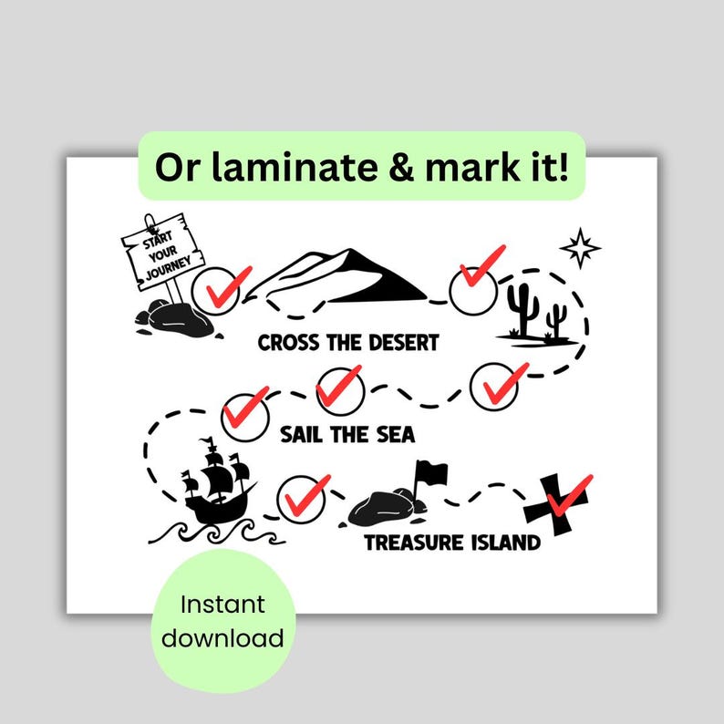 Weekly Treasure Map Reward Chart Printable for Kids - Etsy