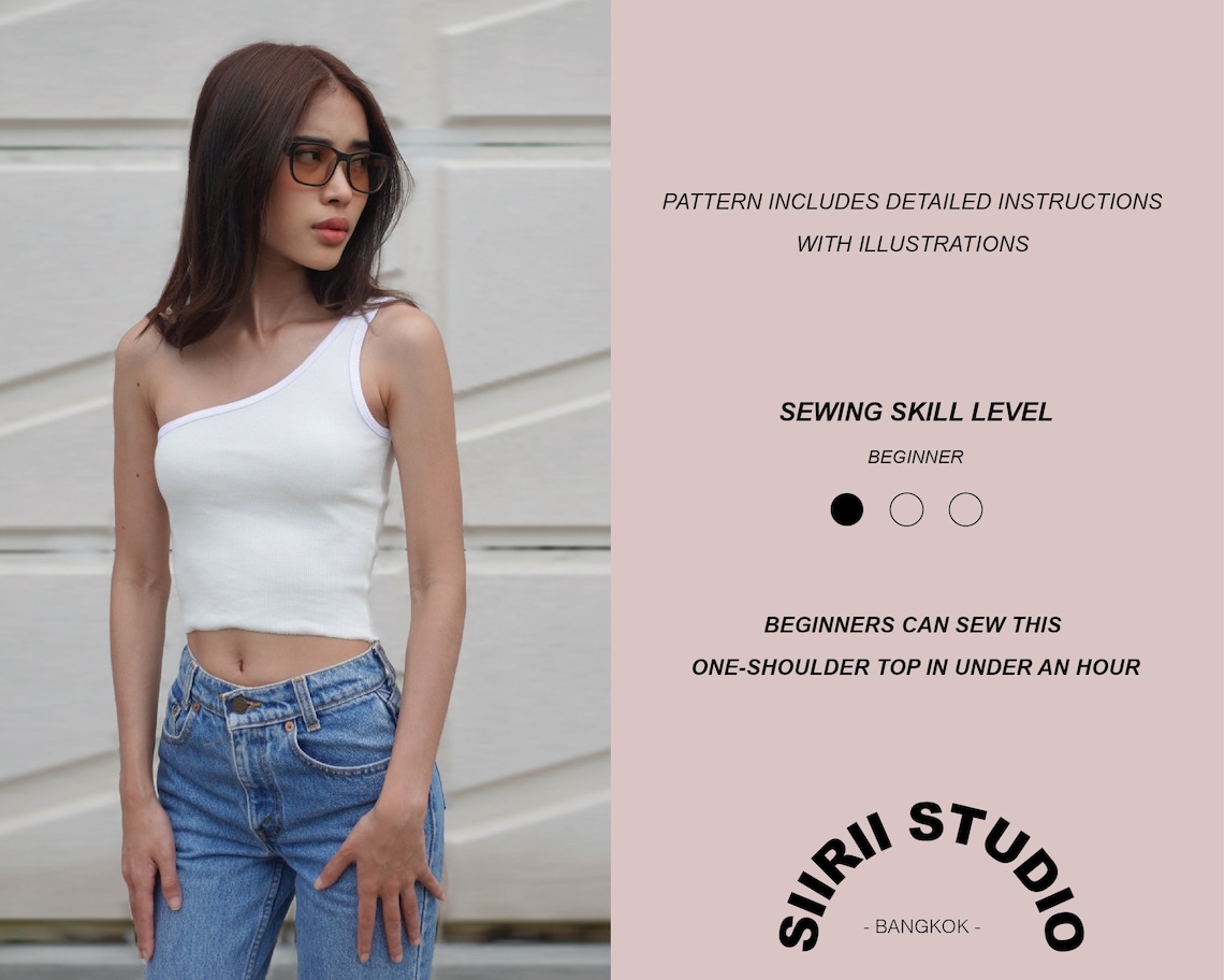 Basic One-shoulder Top Sewing Pattern PDF Instant Download - Etsy