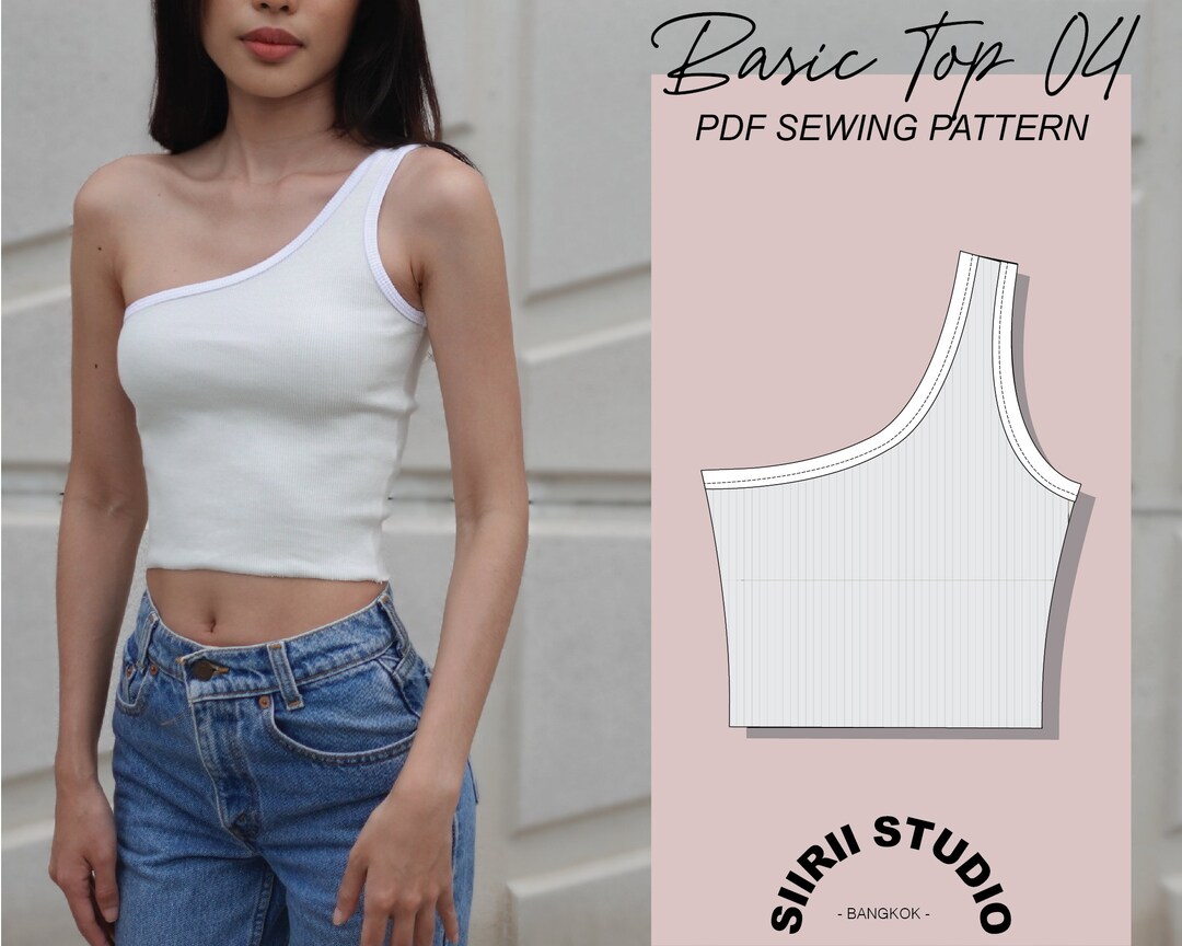 Basic One-shoulder Top Sewing Pattern PDF | Instant Download | Print at ...