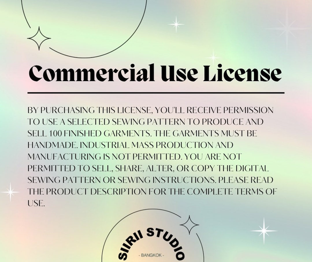 Commercial Use License for One Digital Pattern - Etsy
