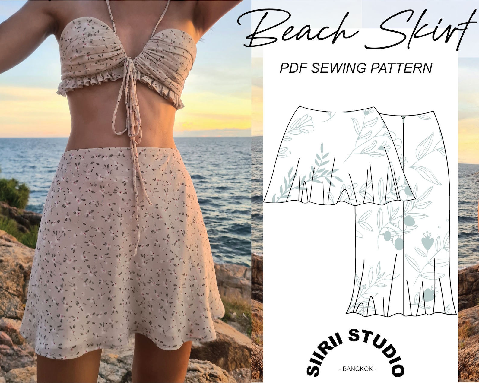 Beach Skirt Sewing Pattern PDF Instant Download Print at - Etsy UK