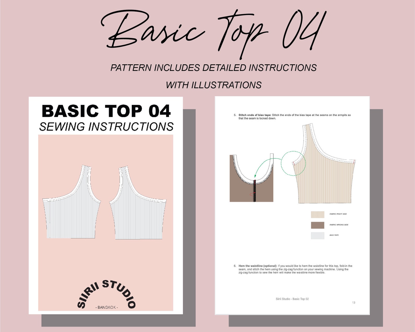 Basic One-shoulder Top Sewing Pattern PDF Instant Download - Etsy
