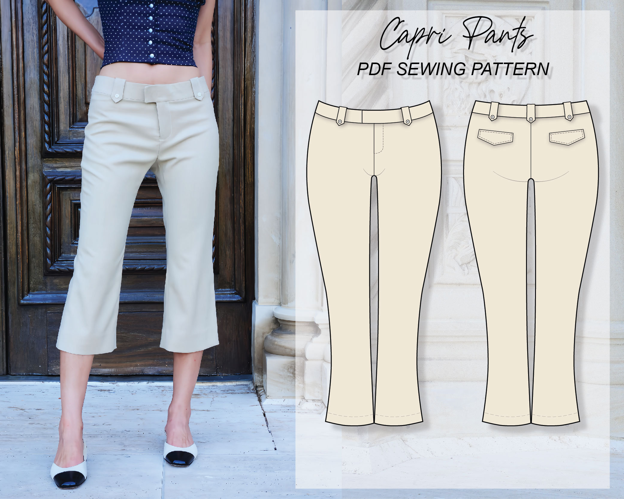 Patterned capri pants store