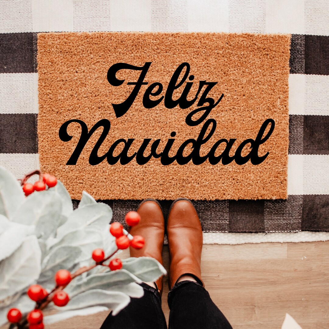 Feliz Navidad Christmas Welcome Mat - Etsy