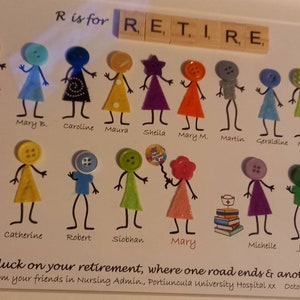 Personalised Retirement Large Picture Gift, Gift for Retirement, Button ...