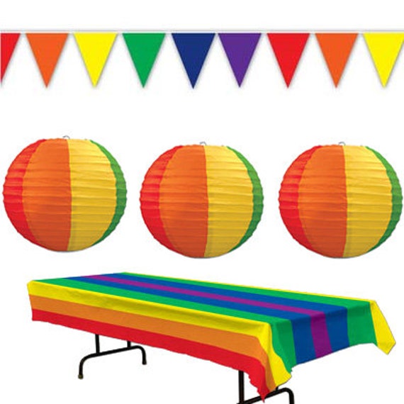 LGBTQ Gay Pride Rainbow Table Cover Lanterns Pennant Banner | Etsy
