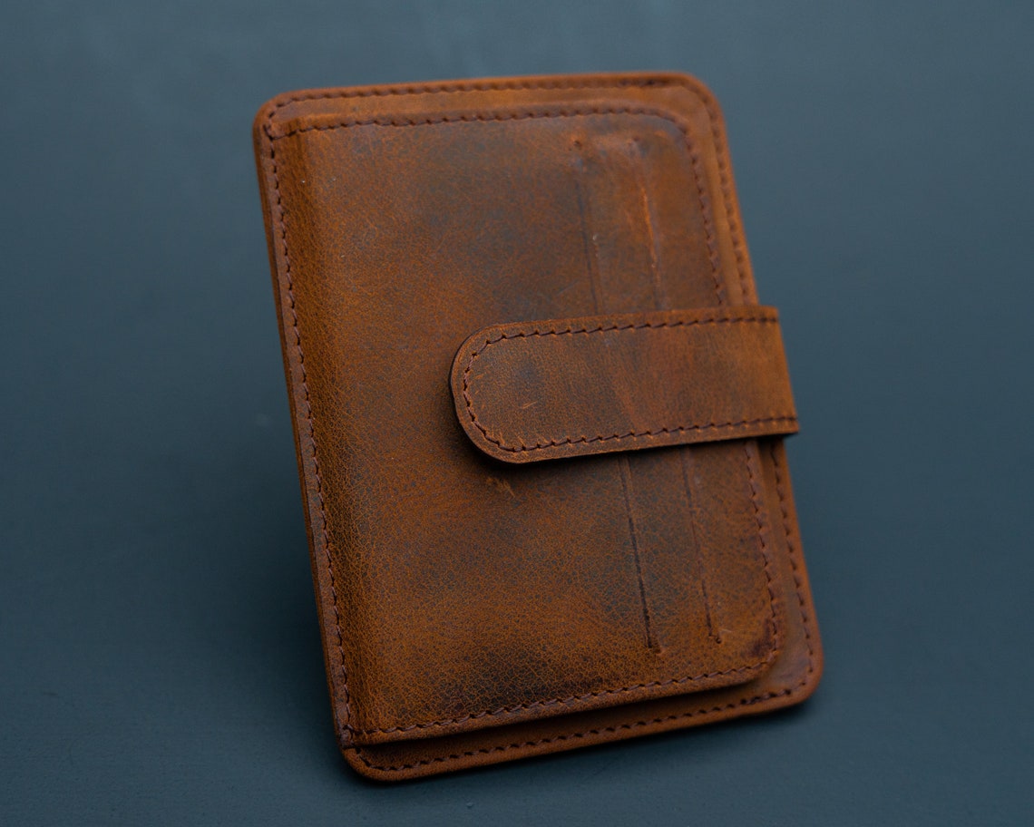 Small Front Pocket Wallet Slim Leather Wallet Personalized - Etsy