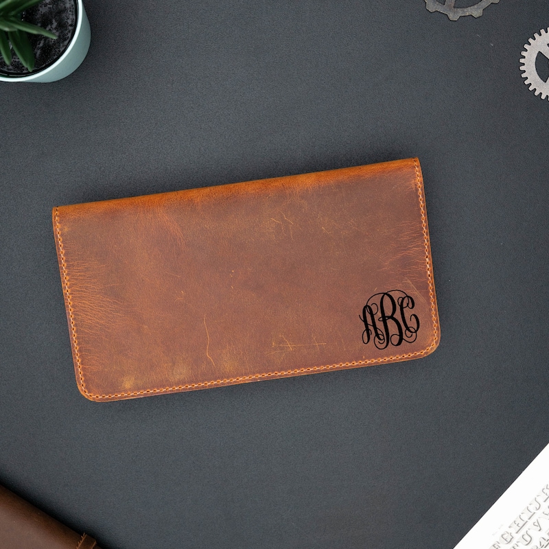 Leather Checkbook Cover for Men - Etsy