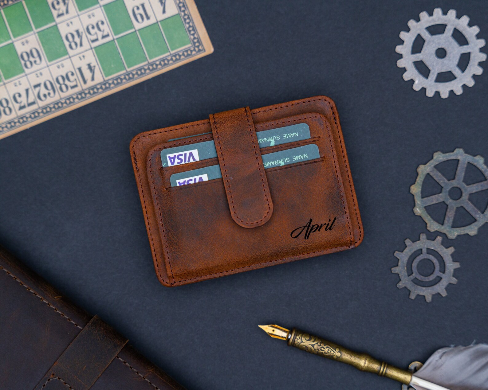 Small Front Pocket Wallet Slim Leather Wallet Personalized - Etsy