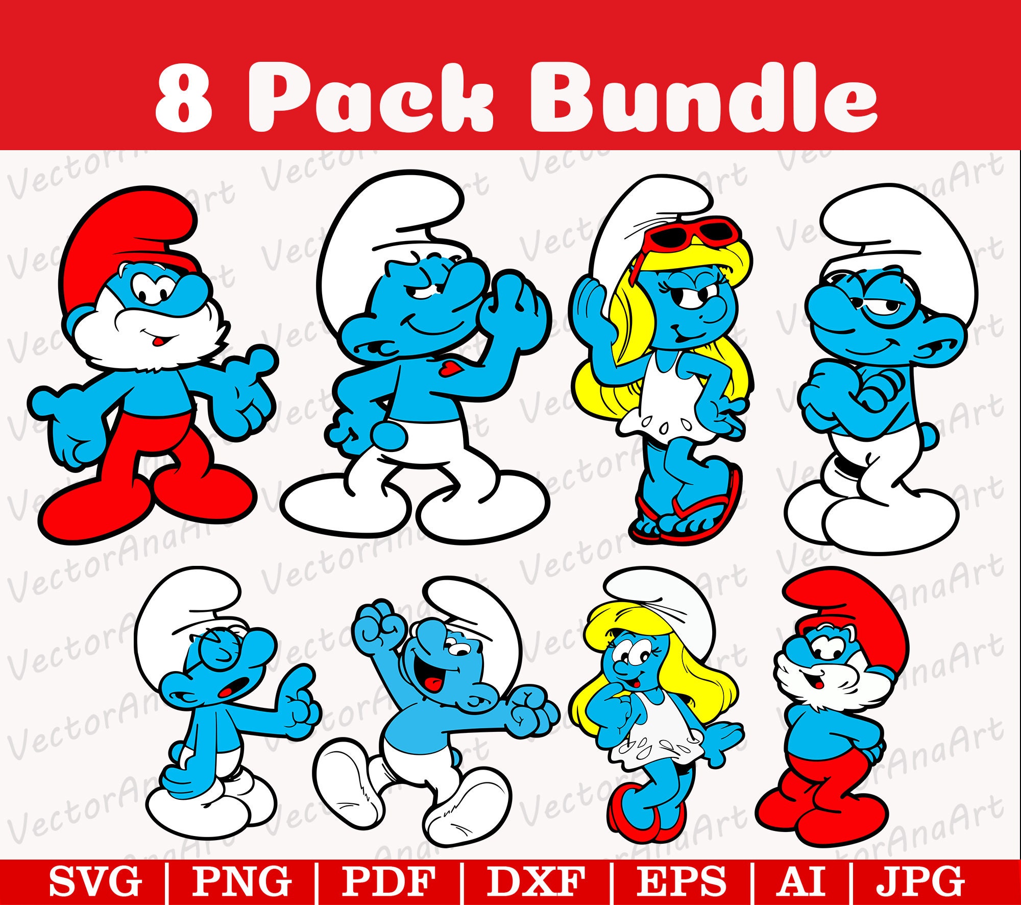 Papa Smurf Layered SVG, Papa Smurf SVG, Smurf SVG PNG DXF, 50% OFF
