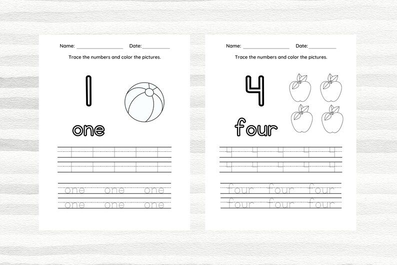 Numbers 1-10 Tracing and Coloring Pages | Trace Numbers 1-10 | 10 ...