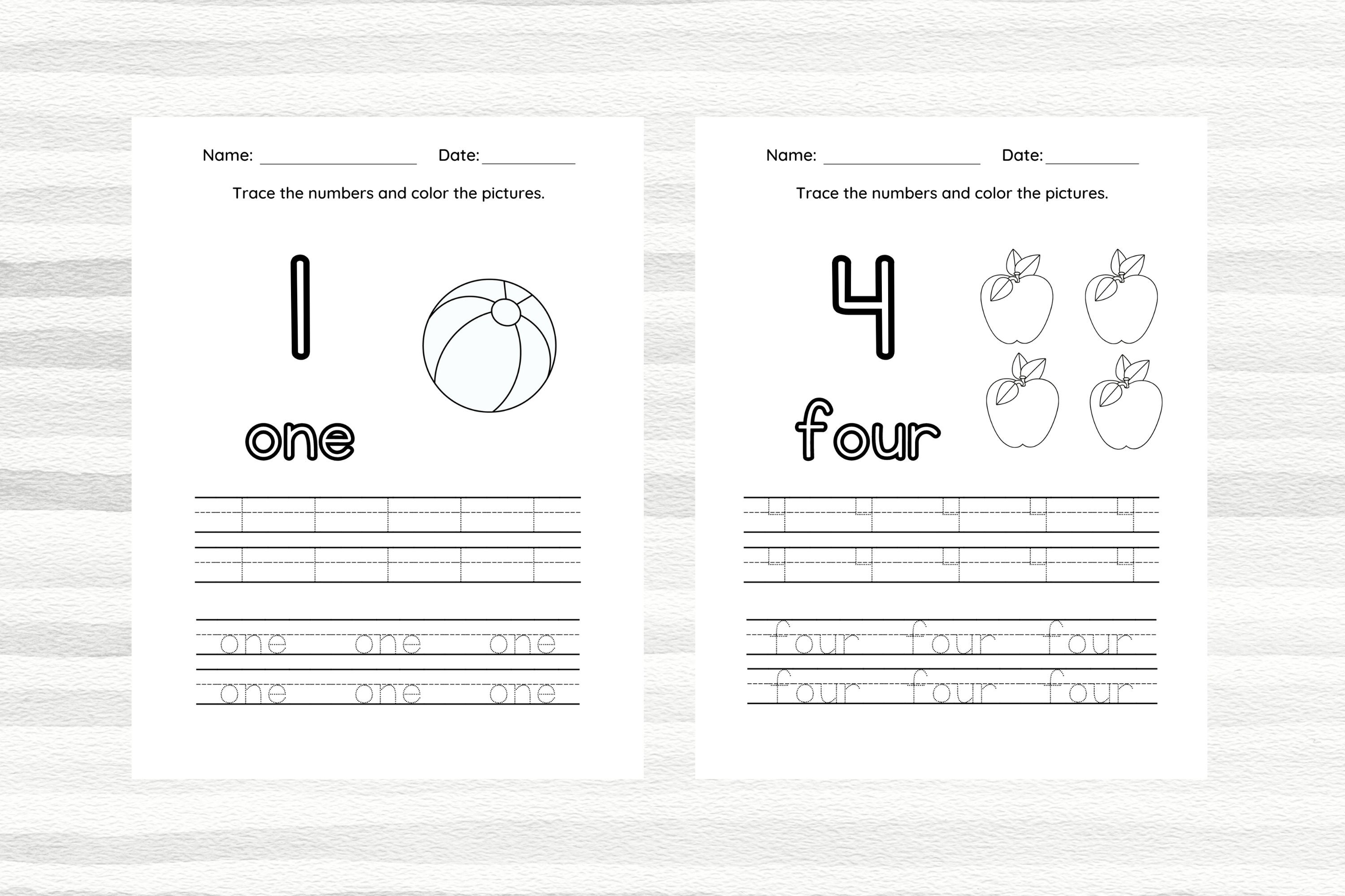 Numbers 1-10 Tracing and Coloring Pages | Trace Numbers 1-10 | 10 ...