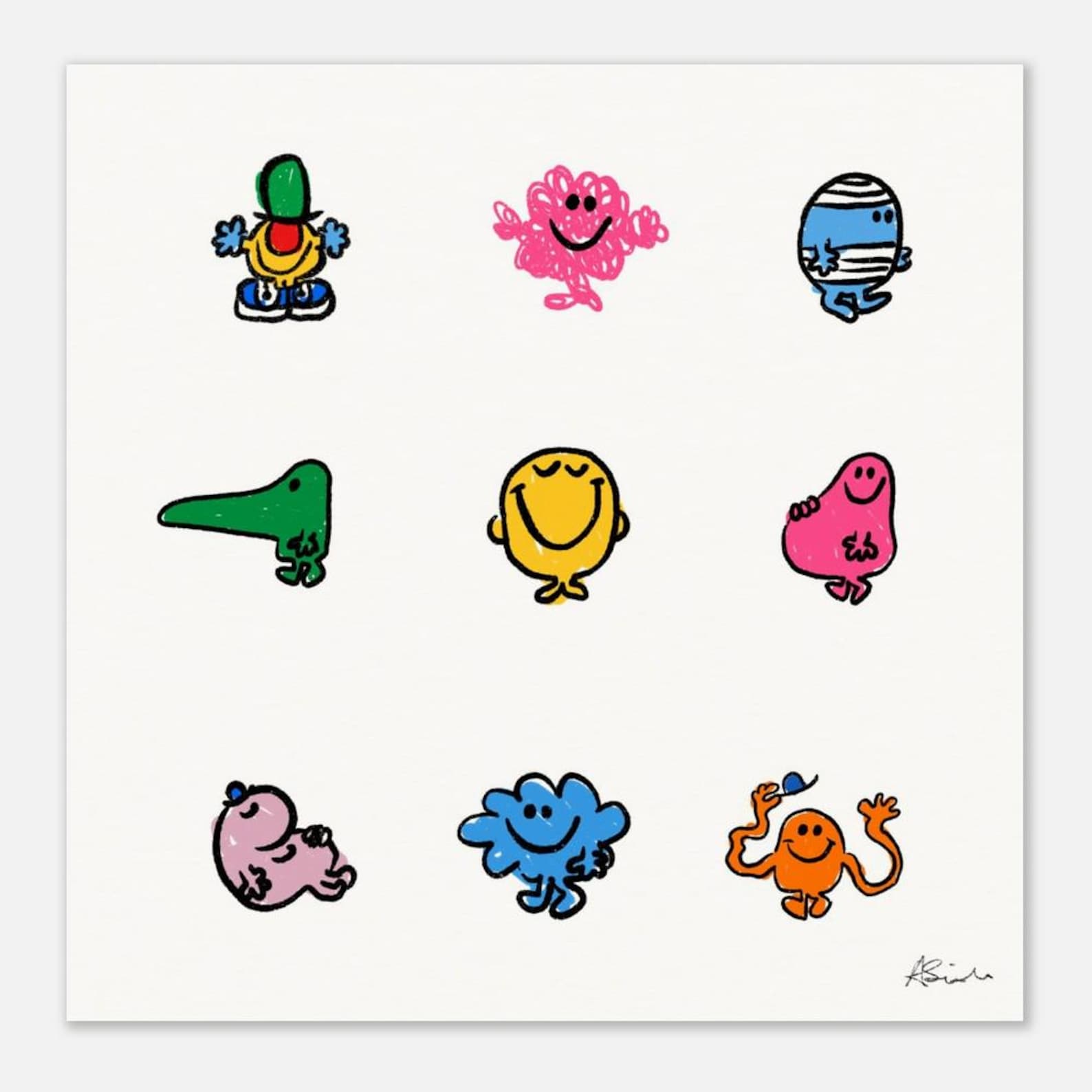 Hand Sketched Mr Men Print - Etsy