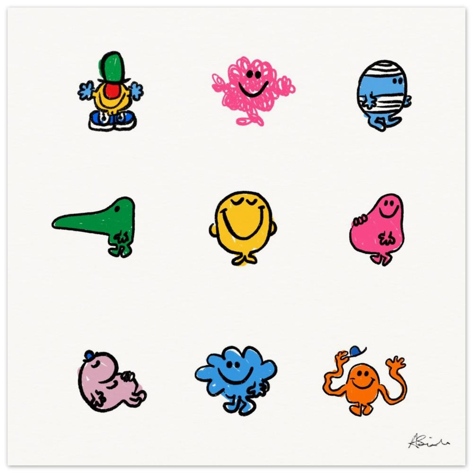 Hand Sketched Mr Men Print - Etsy