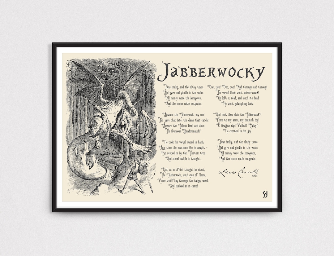 Jabberwocky Giclée Art Print Poem Quote Poster A5 A4 A3 A2 A1 Unframed ...
