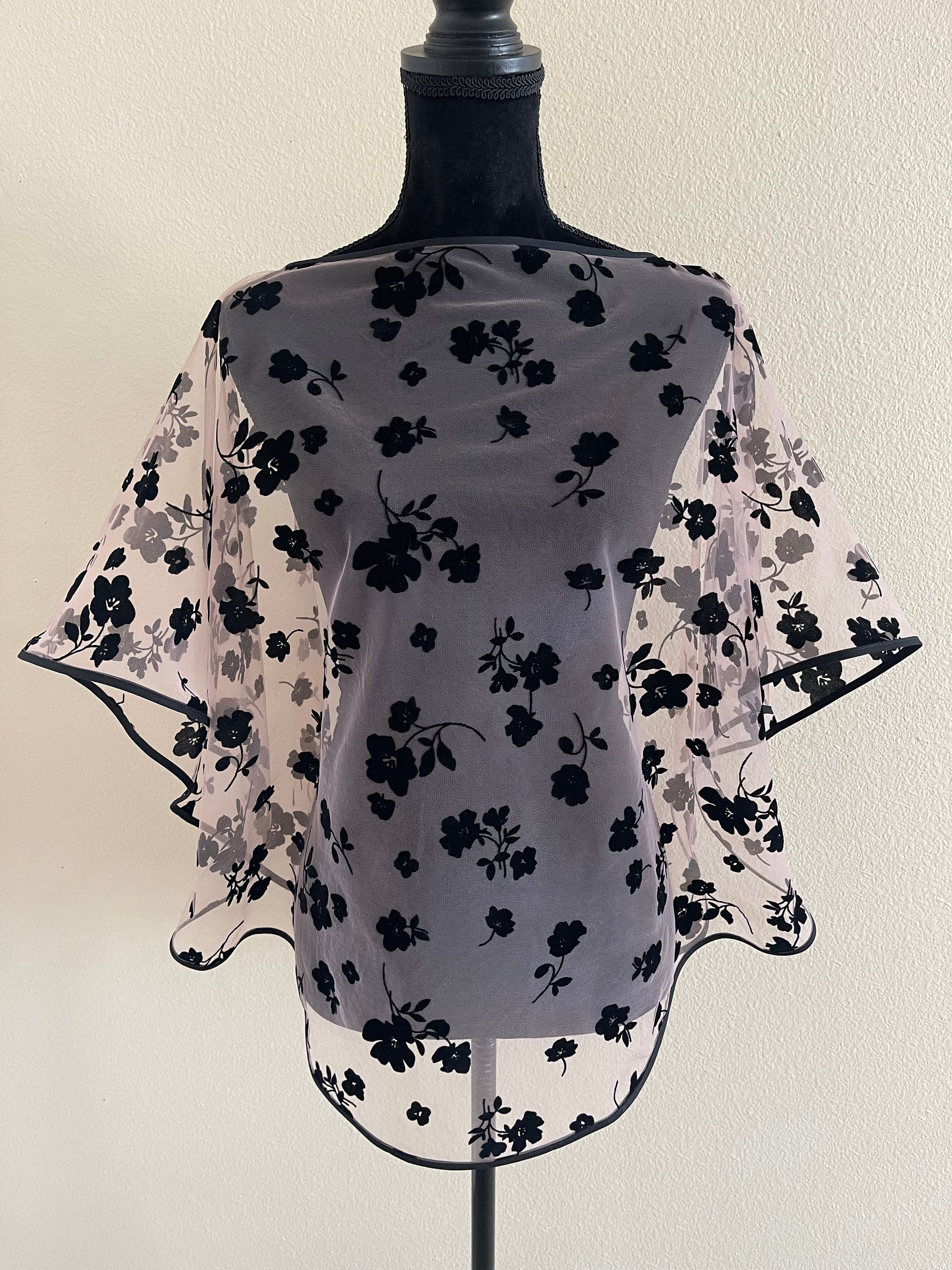 Designer Mesh Capelet - Elegant Cape - Cover up - Embroidered Tulle ...