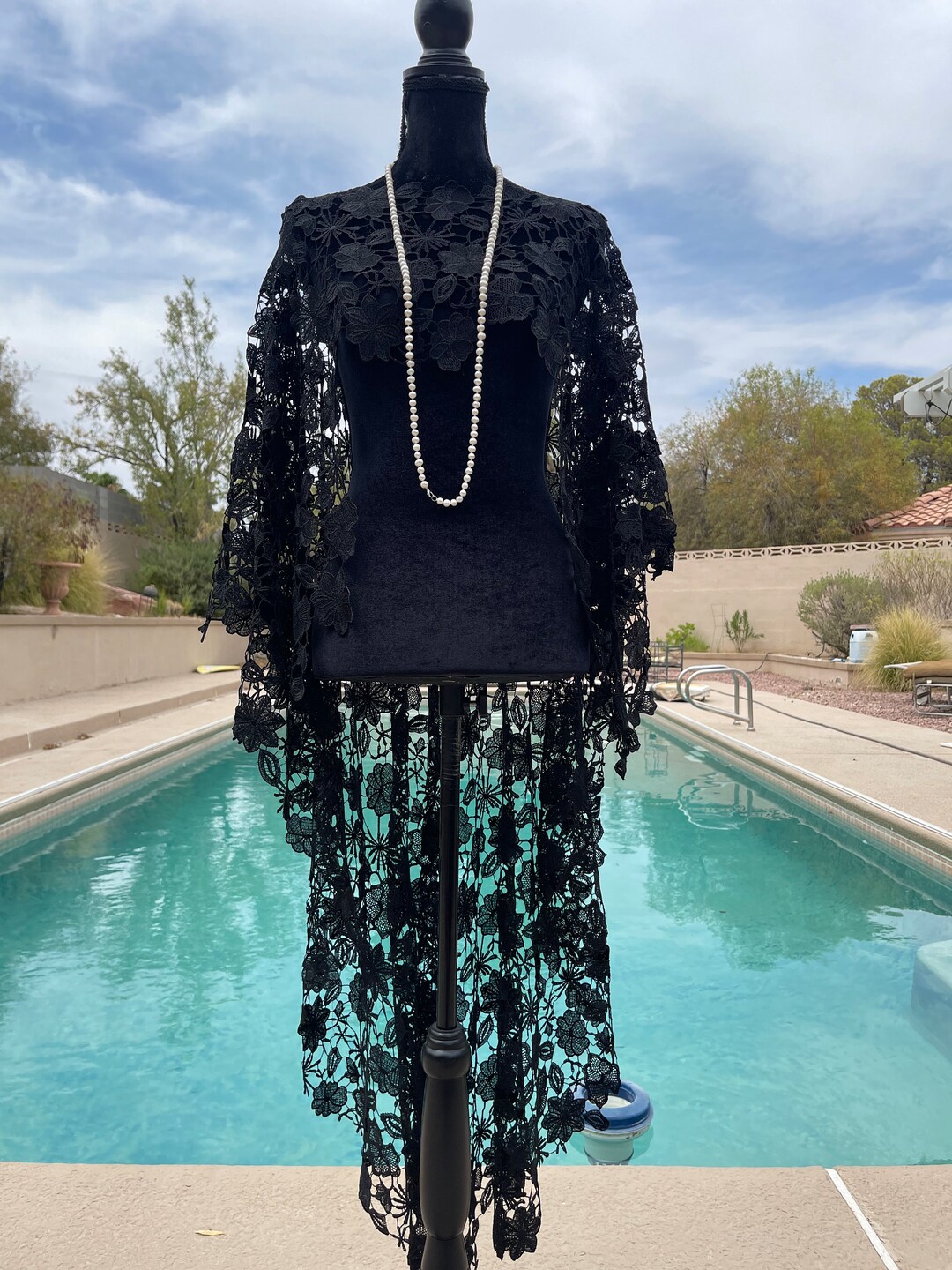Elegant Floral Lace Capelet: Long Cover up Shawl - Etsy