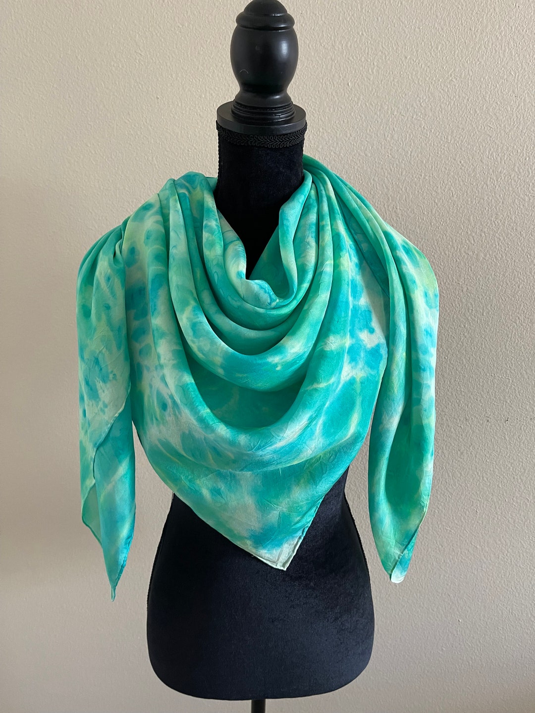 Unique Hand Painted Scarf - Mandala Mantra Ocean - Silk Habotai 8 Mm ...