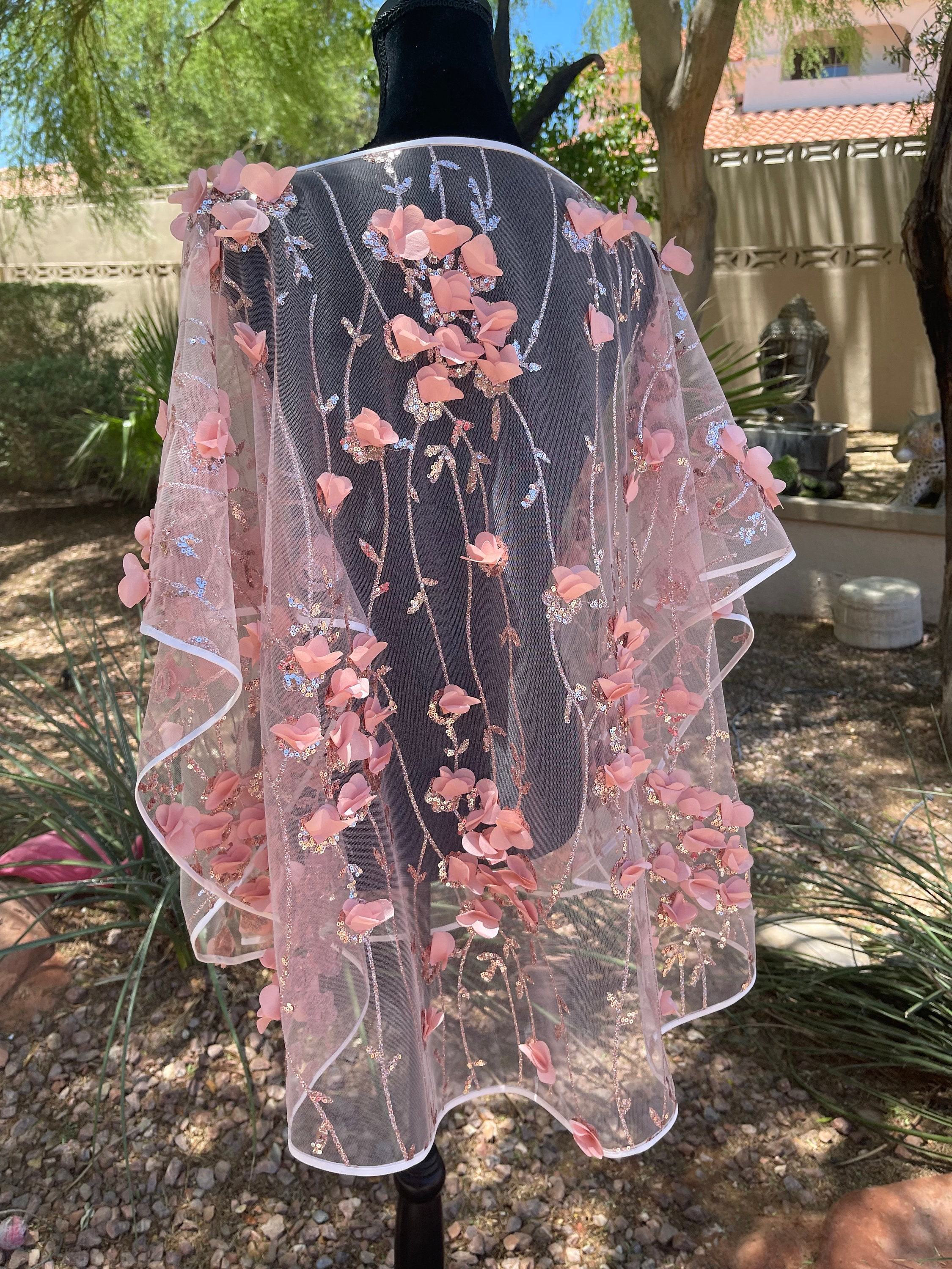 Designer Tulle Capelet Pool Party Cape Beach Cover up Embroidered ...