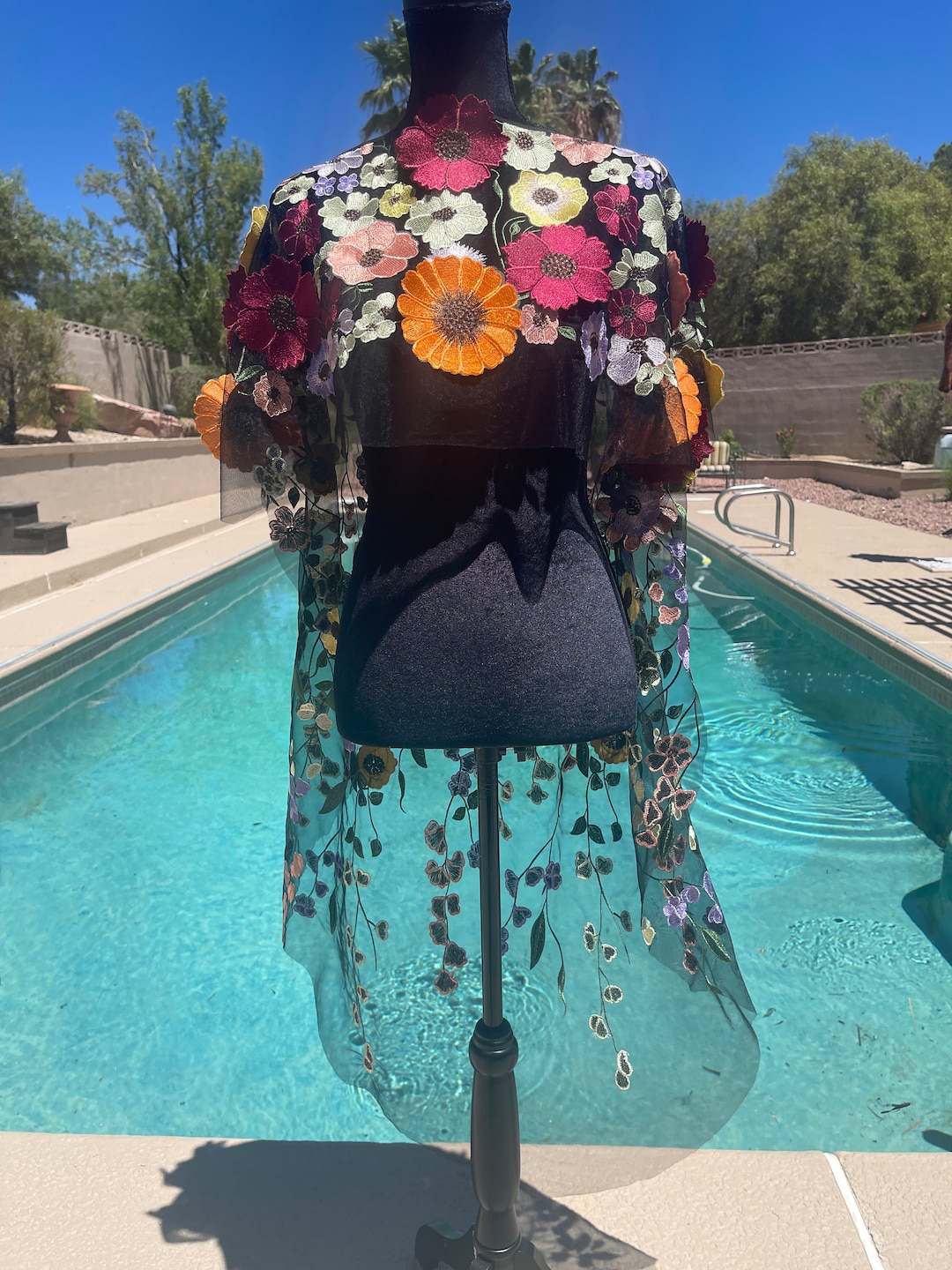 Designer Embroidered Cape - Swimsuit Cover up - Event Party Cape ...