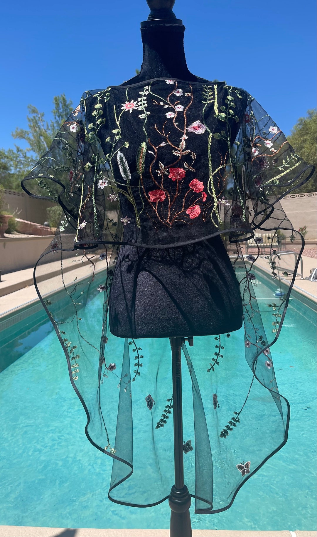 Designer Wedding Capelet - Elegant Cape - Cover up - Embroidered Tulle ...