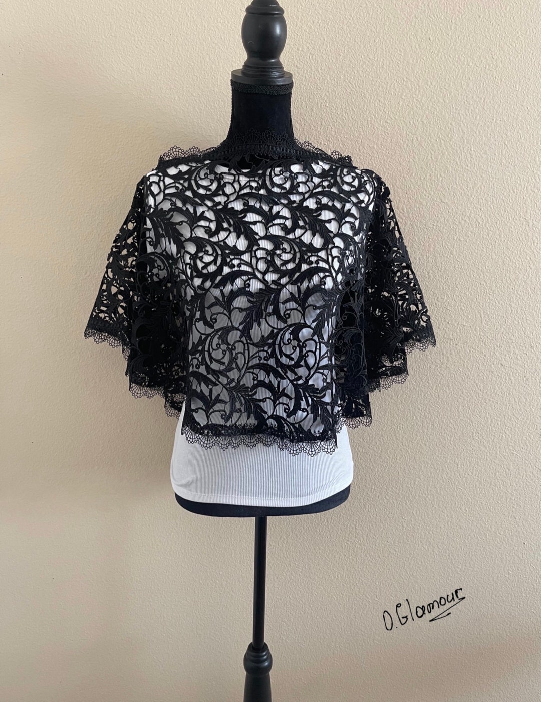 Designer Lace Capelet - Elegant Shoulder Cape - French Lace Cover up ...