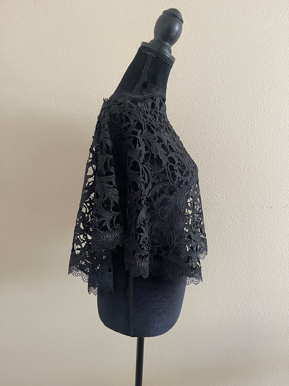 Designer Lace Capelet Elegant Shoulder Cape French Lace Cover up Black ...