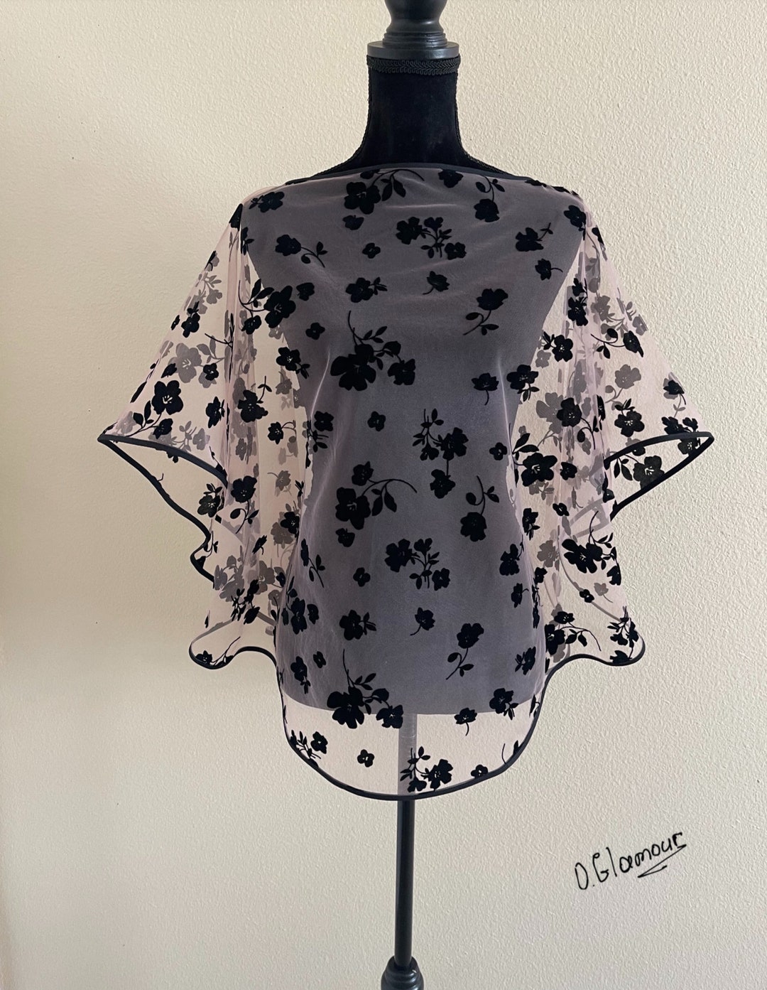 Designer Mesh Capelet - Elegant Cape - Cover up - Embroidered Tulle ...