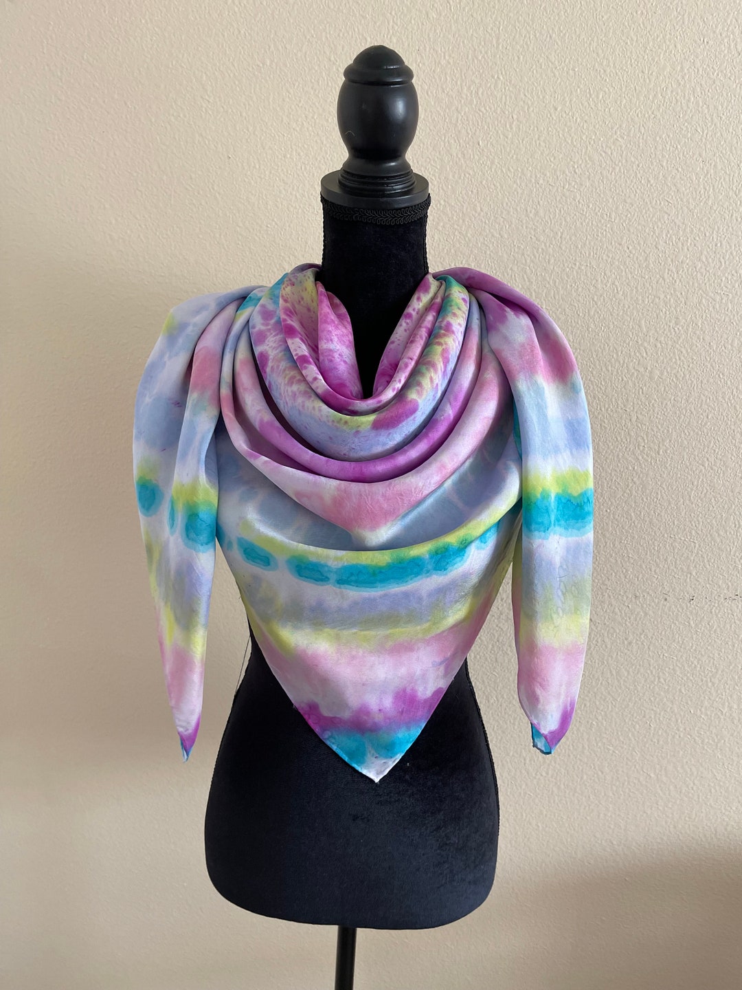 Unique Hand Painted Scarf - Mandala Mantra Indigo - Silk Habotai 8 Mm ...