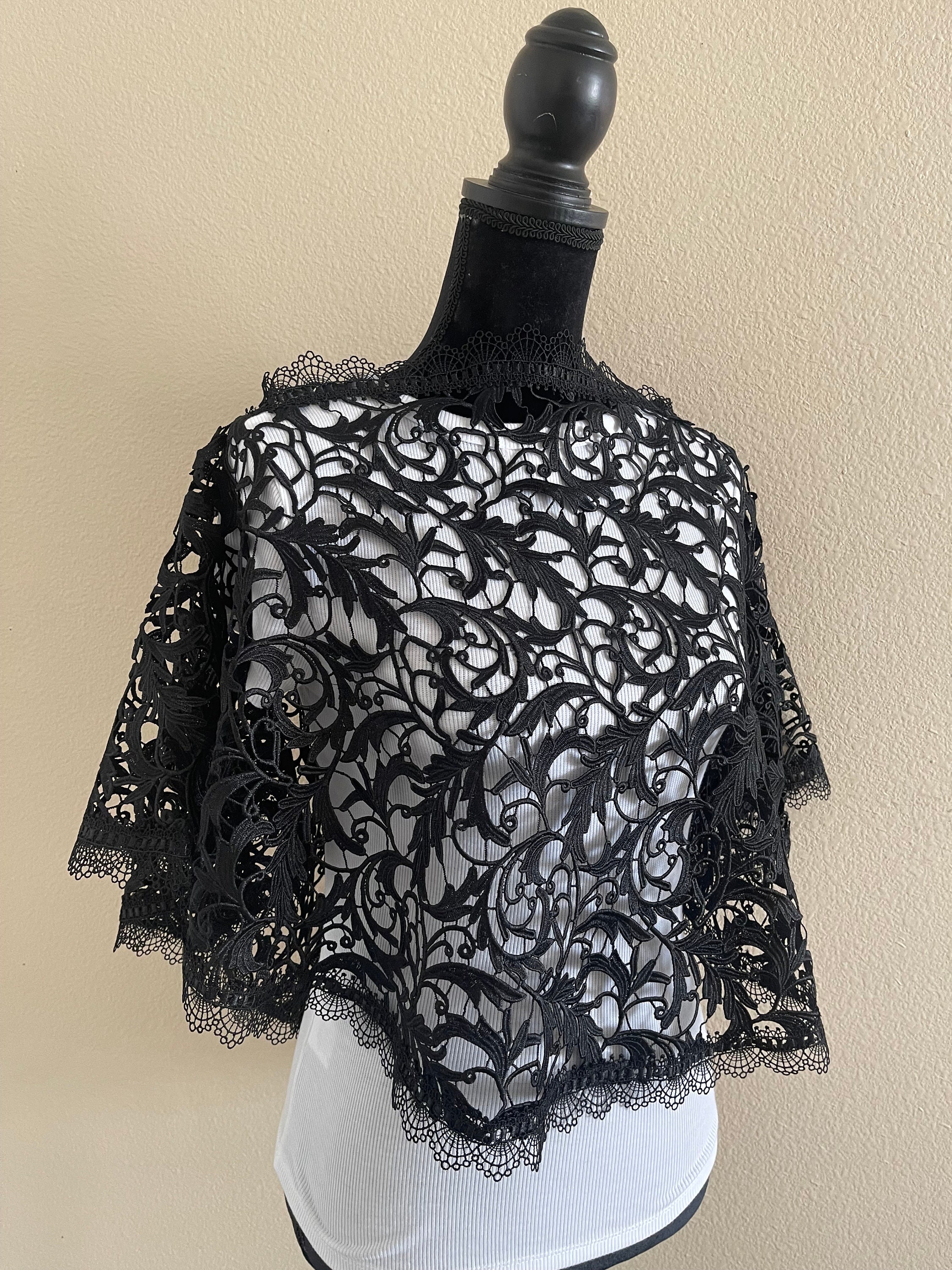 Designer Lace Capelet - Elegant Shoulder Cape - French Lace Cover up ...