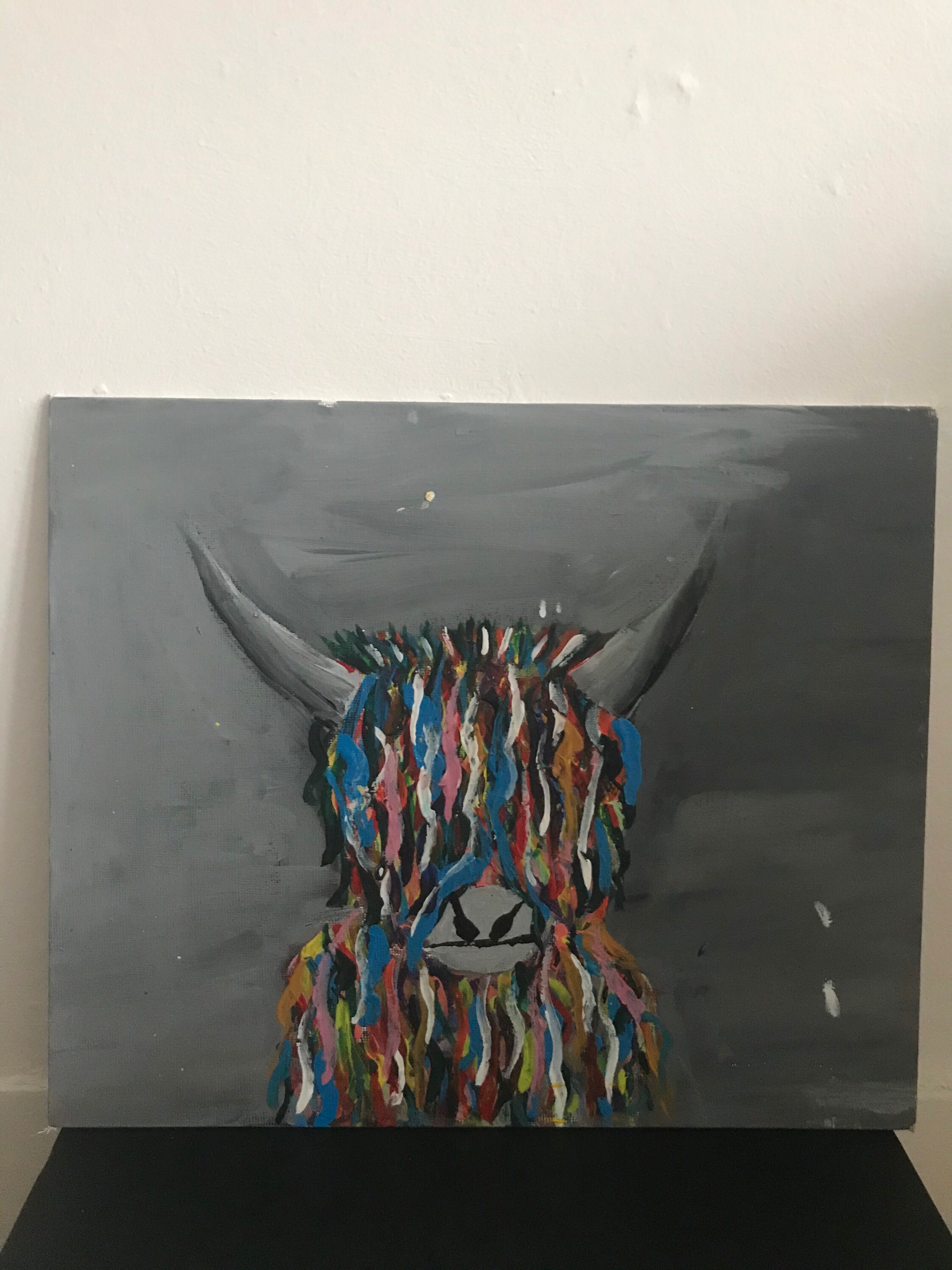 Rainbow Cow Acrylic Painting A4 - Etsy UK