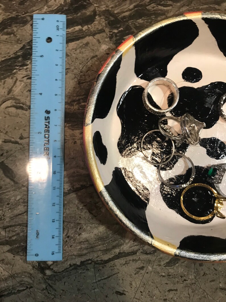 Hand Painted Cow Print Ceramic Dish - Etsy