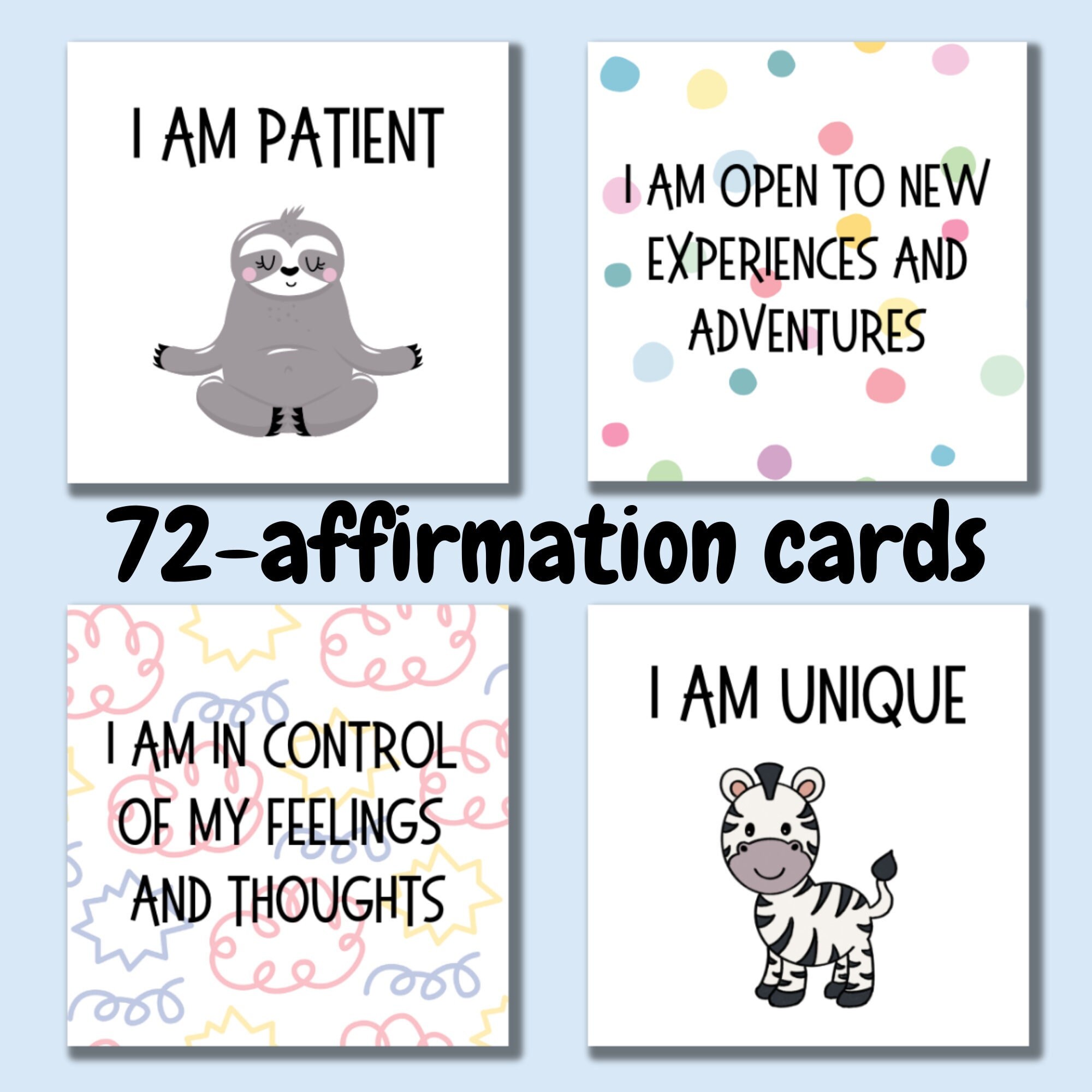 Printable Positive Affirmation Cards for Kids - I Am Statement Lunch ...