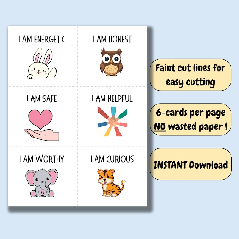 Printable Positive Affirmation Cards for Kids I Am Statement Lunch Box ...