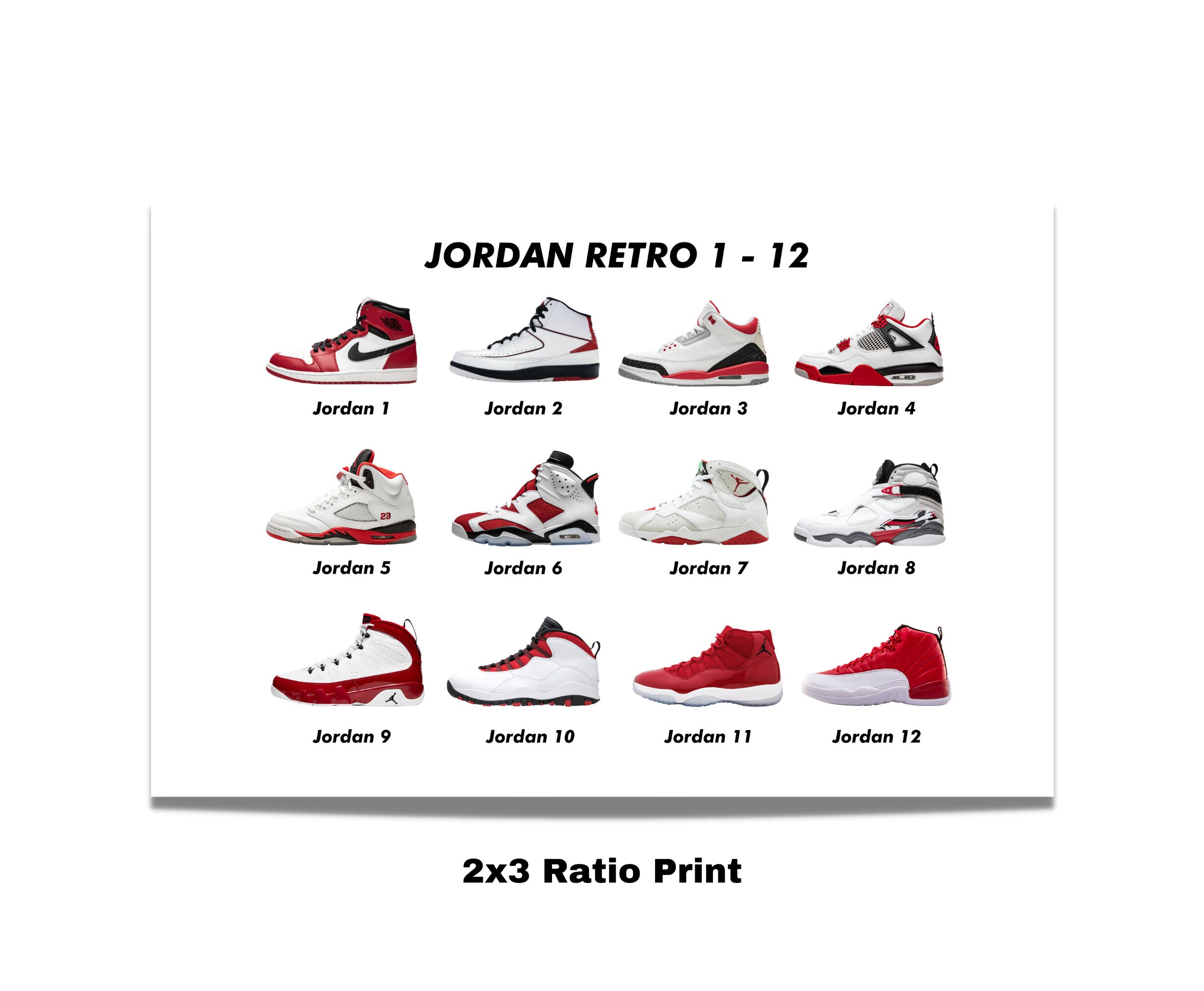 Jordan Retro Sneaker Collection Digital Art Print, Instant Download ...