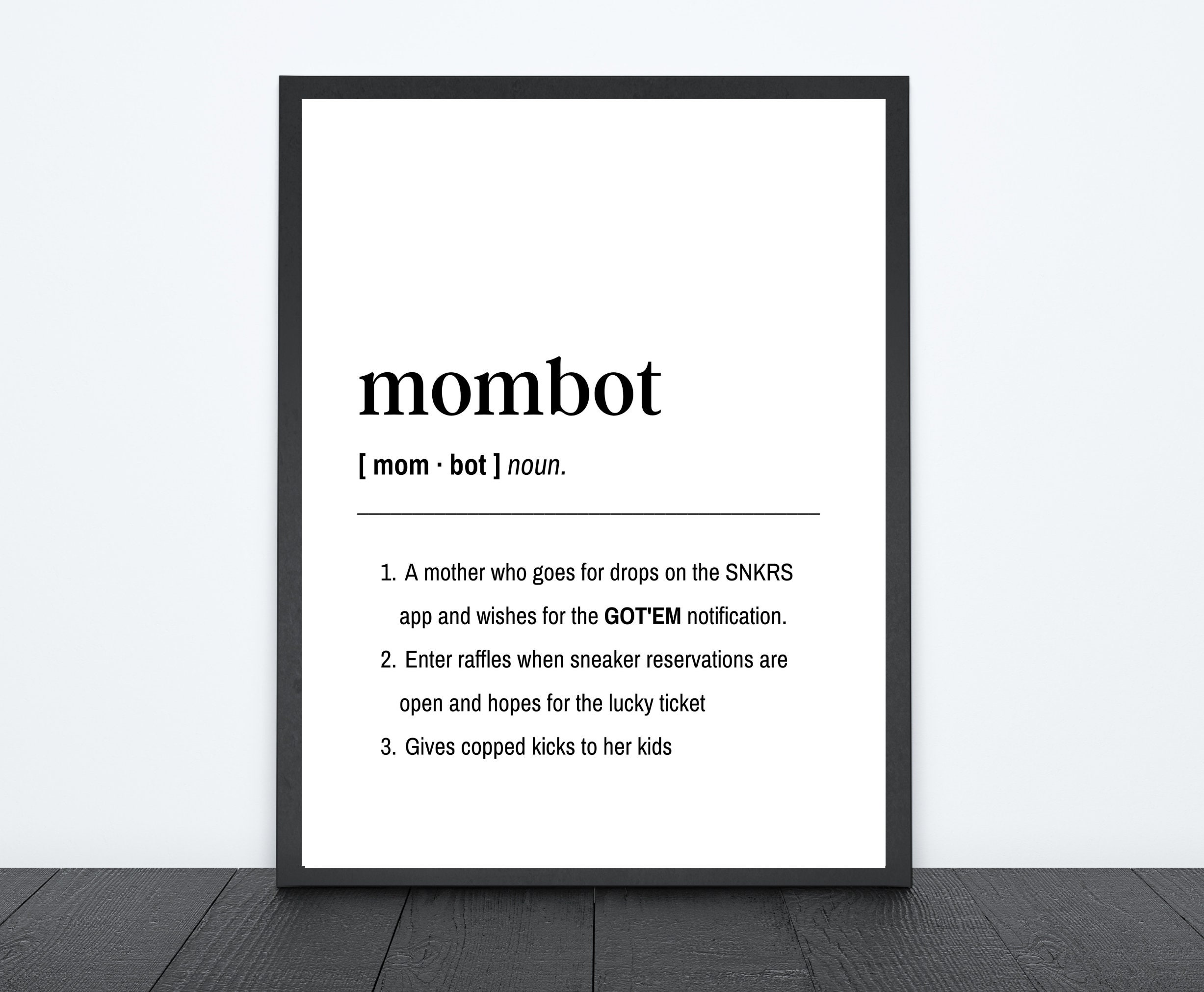 Mombot Definition Digital Sneaker Art Print, Printable, Instant ...