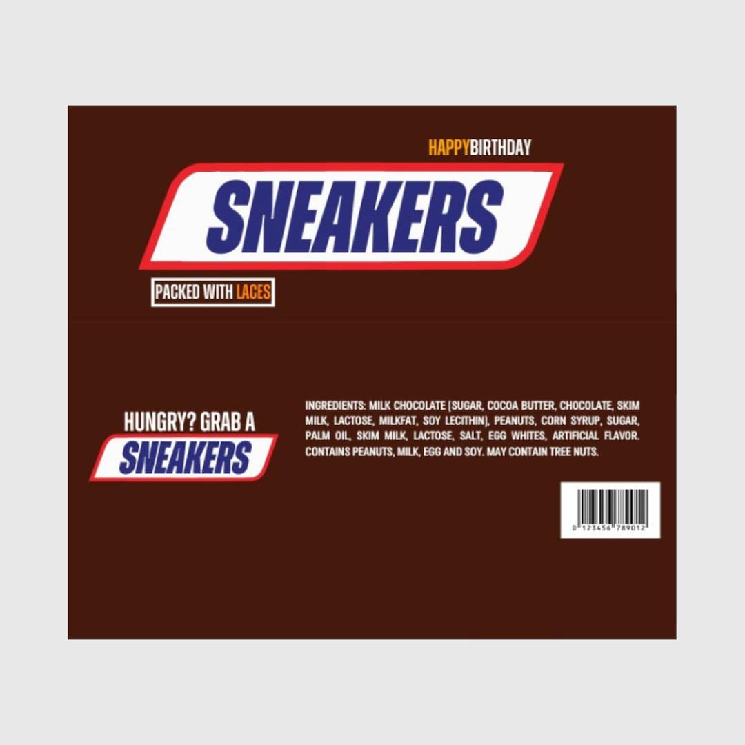 Snickers Template for Sneaker Head Gift or Party, Instant Download ...