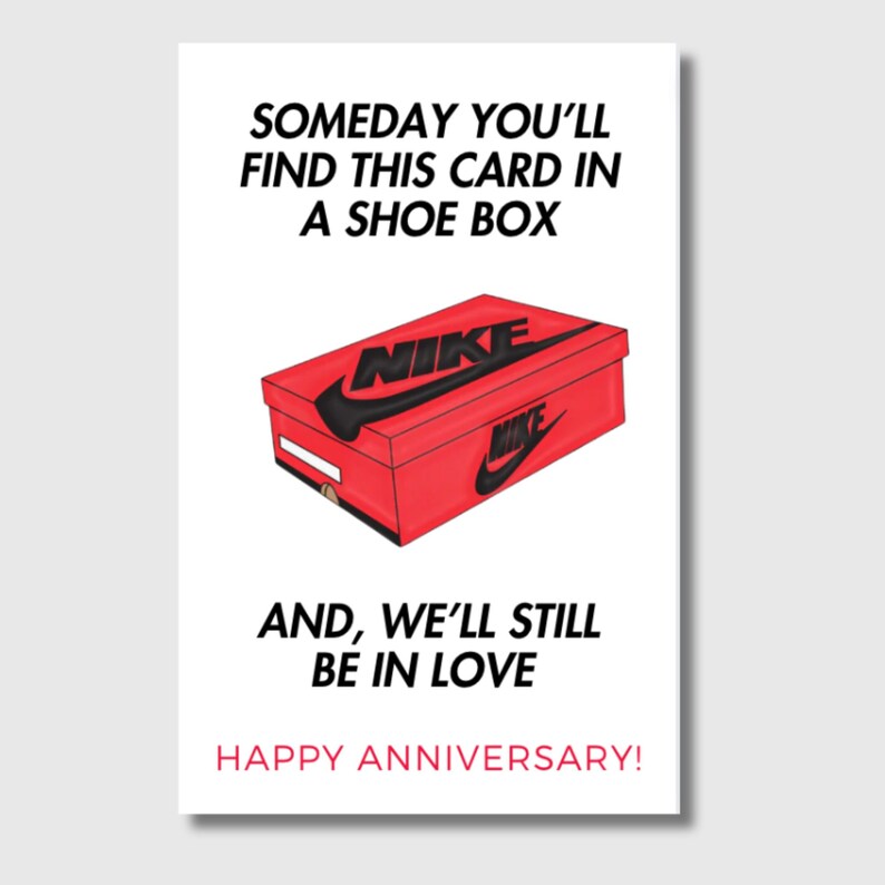 Printable Sneaker Anniversary Card, Digital Card, Instant Download - Etsy