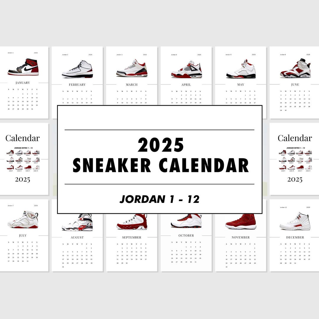 2025 Printable Monthly Sneaker Calendar - Etsy UK