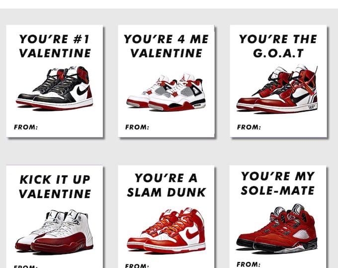 Printable Sneaker Valentine Cards for Kids & Adults - Digital ...