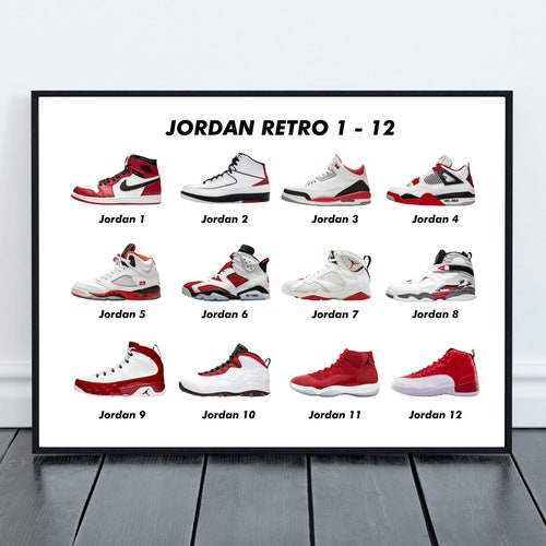 Jordan Retro Sneaker Collection Digital Art Print Instant - Etsy