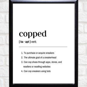 Copped Definition Digital Sneaker Art Print, Printable, Instant ...