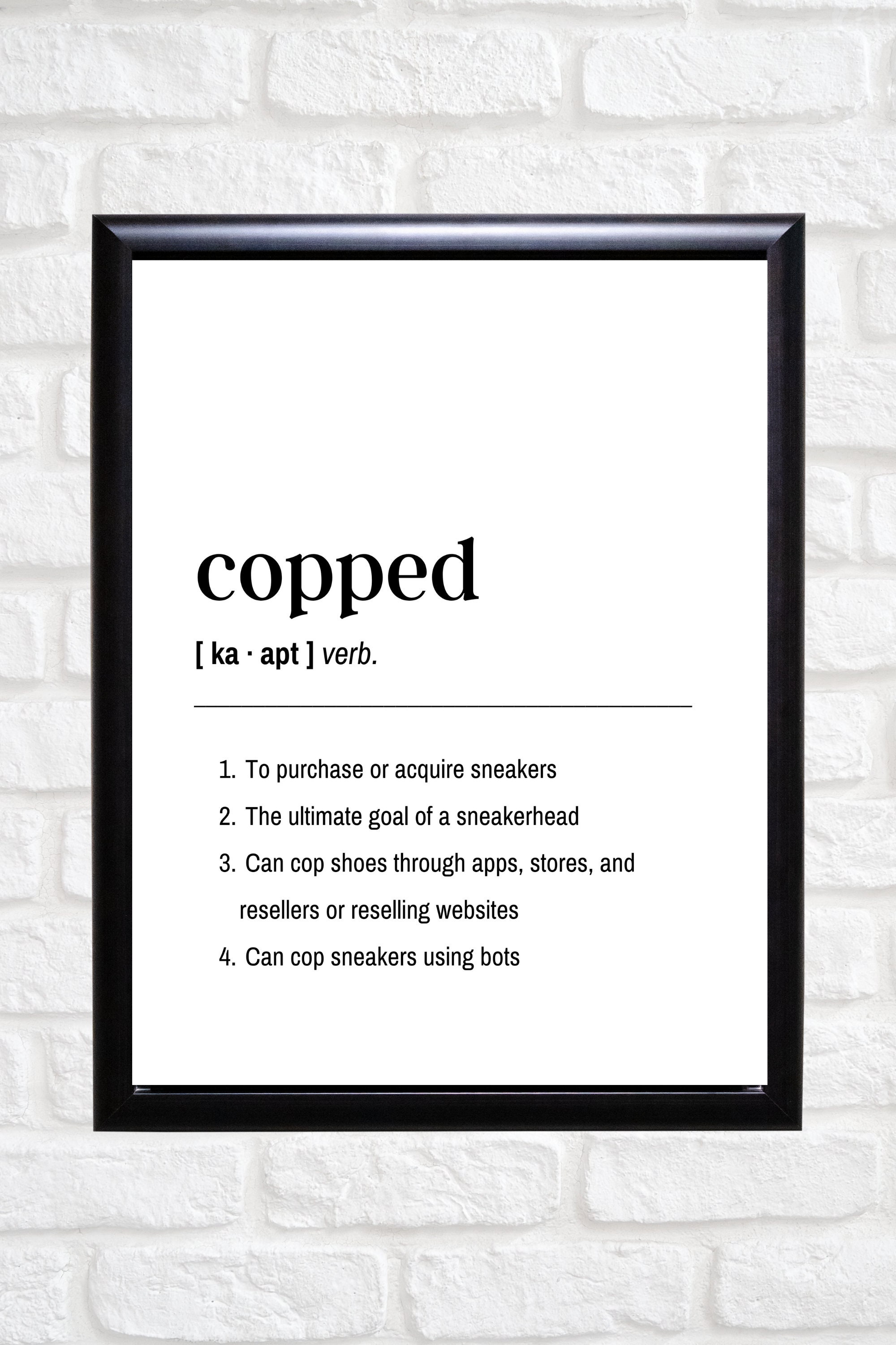 Copped Definition Digital Sneaker Art Print, Printable, Instant ...