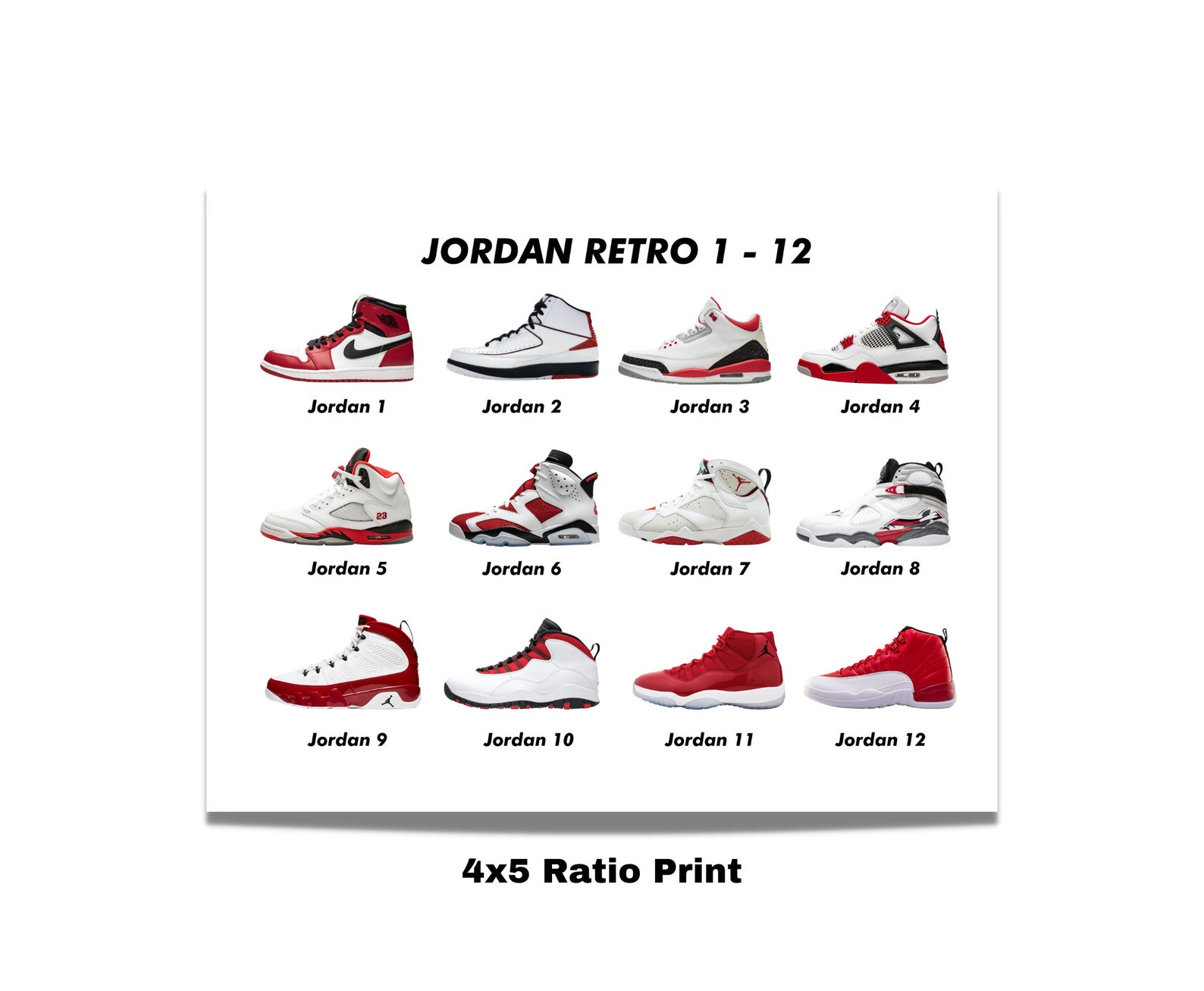 Jordan Retro Sneaker Collection Digital Art Print, Instant Download ...