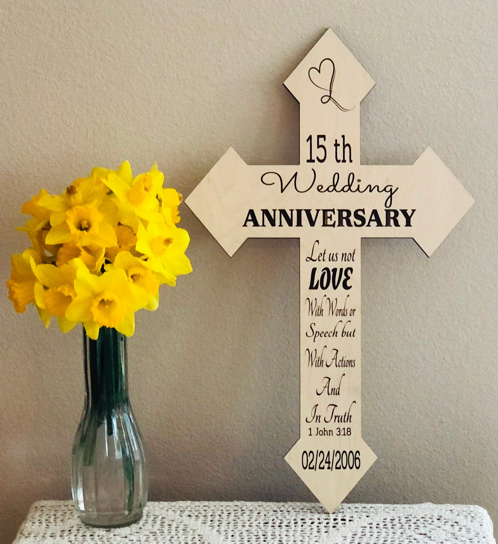 Wedding Anniversary Cross SVG - Glowforge - Etsy