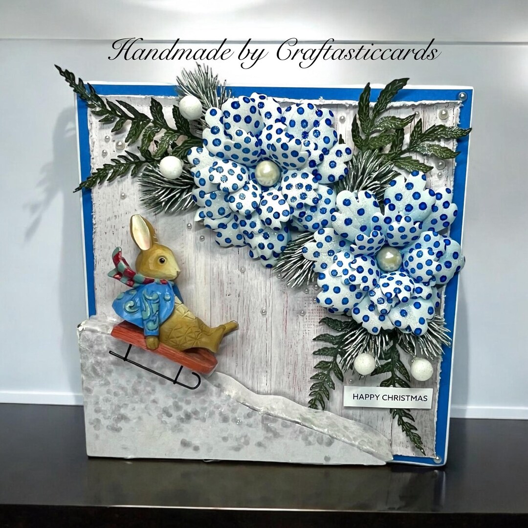 Handmade Christmas Card, Luxury 3D Floral Christmas Card With Peter ...