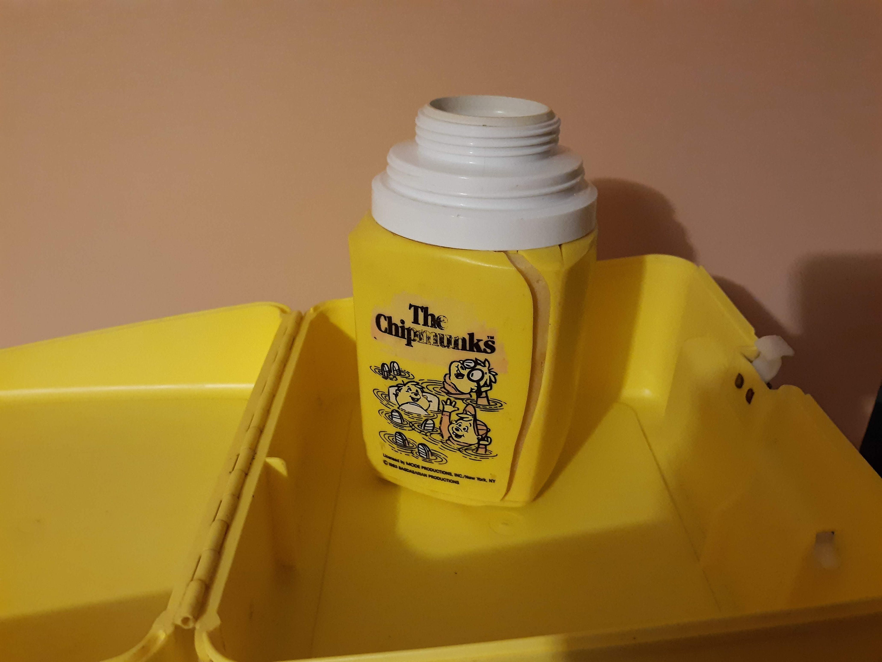 Vintage Lunch Box With Cracked Thermos Chipmunks - Etsy